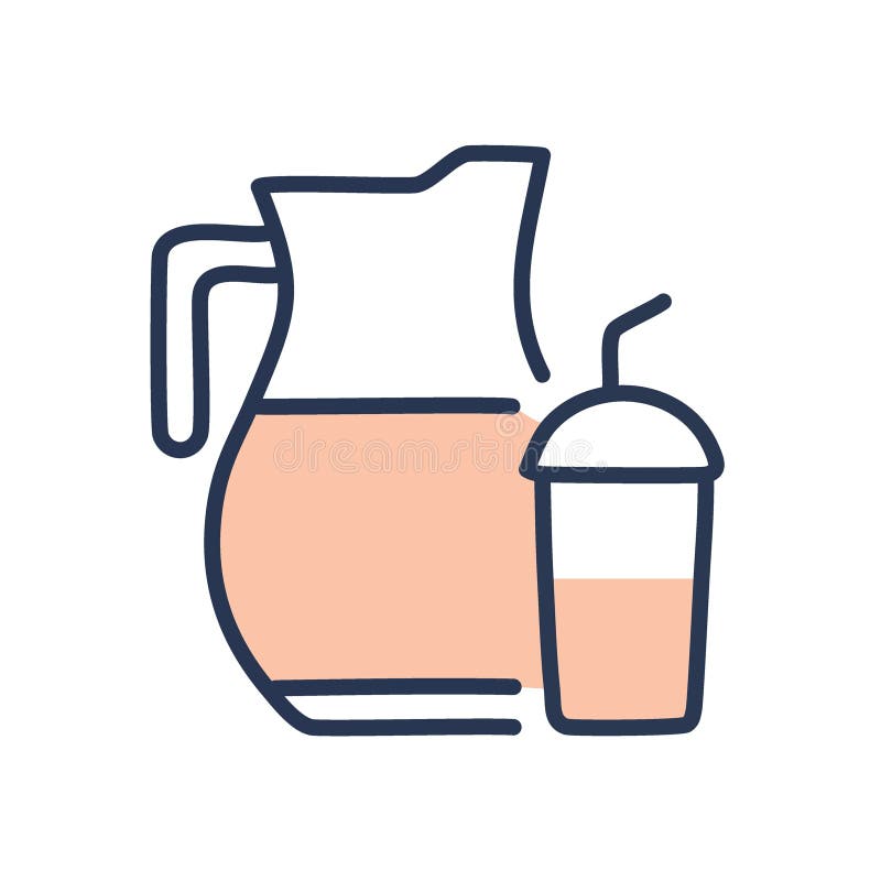 Pitcher and Cup with Straw Cartoon Illustration. a Simple Cartoon ...