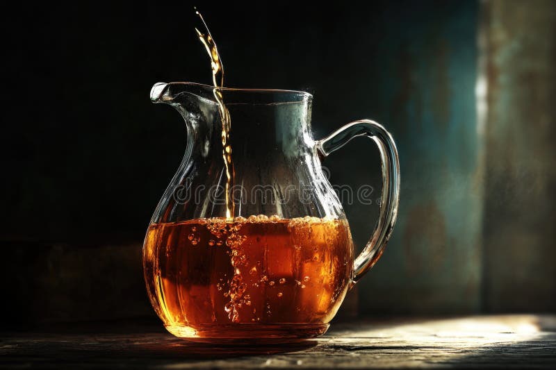A Pitcher Filled with Liquid Sits on a Table, Ready for Use Stock Image ...