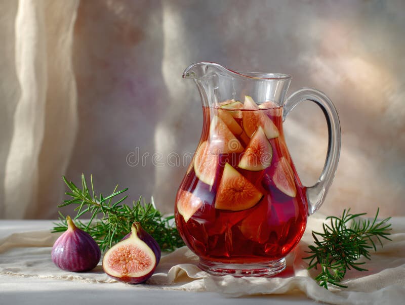 A Pitcher of Fruit Punch is Poured into a Glass Pitcher Stock ...