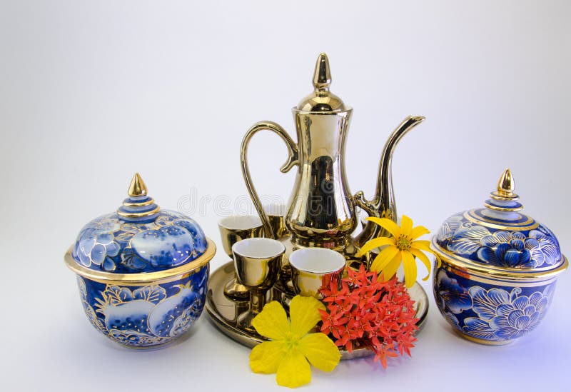 Pitcher Gold Benjarong Rice Flower Spike Stock Photo - Image of classic ...