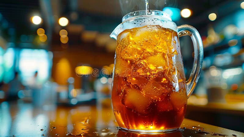 A Pitcher of Iced Tea on a Bar Stock Photo - Image of barware, stein ...