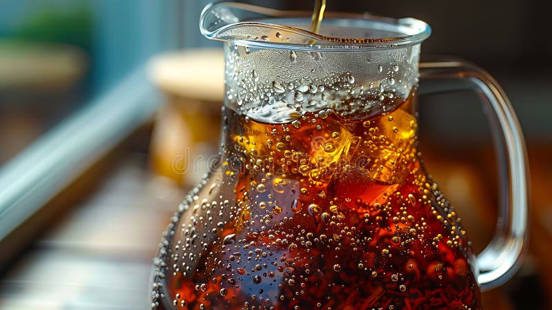 A Pitcher of Iced Tea with a Glass of Cola Stock Image - Image of ...