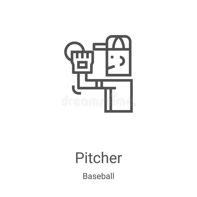 Pitcher Icon Vector from Baseball Collection. Thin Line Pitcher Outline ...