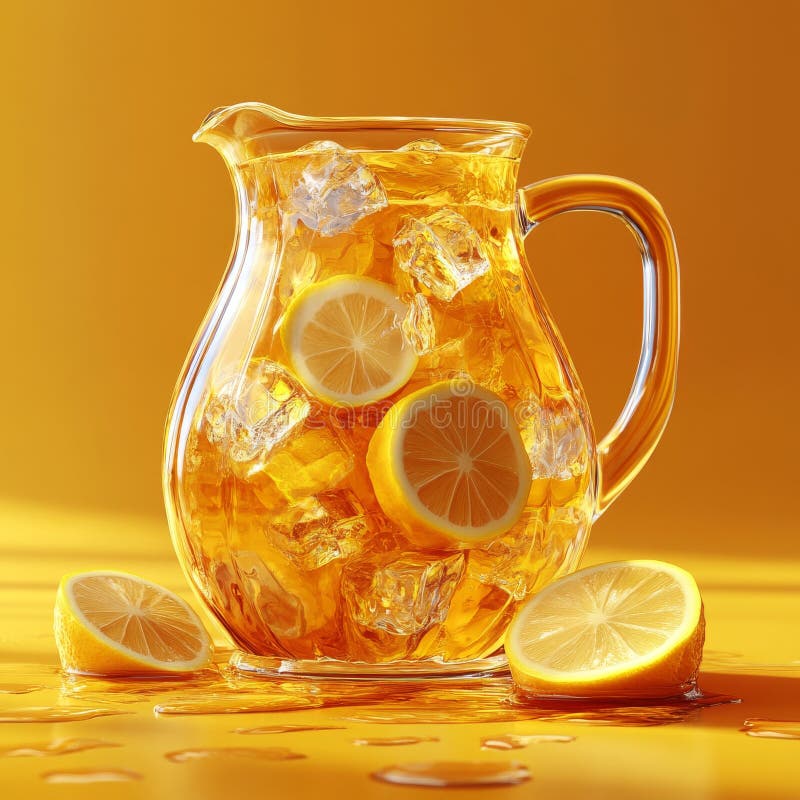 Ai Generated Illustration Refreshing Pitcher Lemon Water Ice Cubes ...
