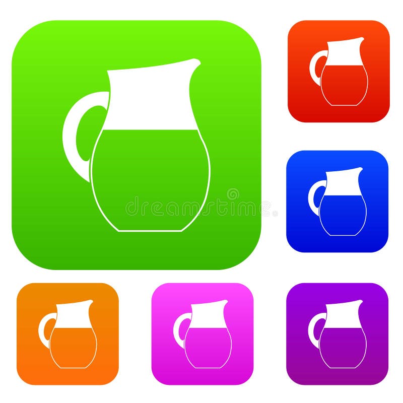 Pitcher of Milk Set Collection Stock Vector - Illustration of green ...