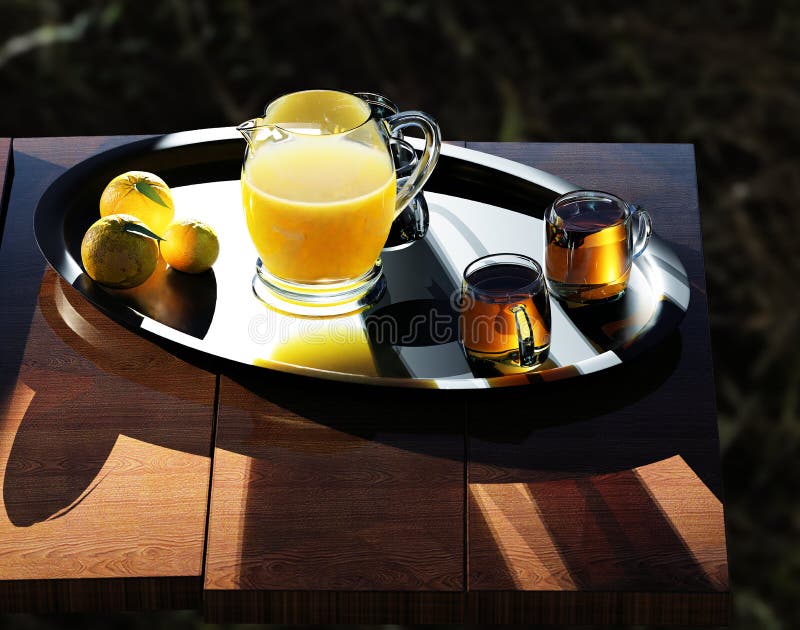 Orange juice on tray stock image. Image of nature, cuisine - 200756773