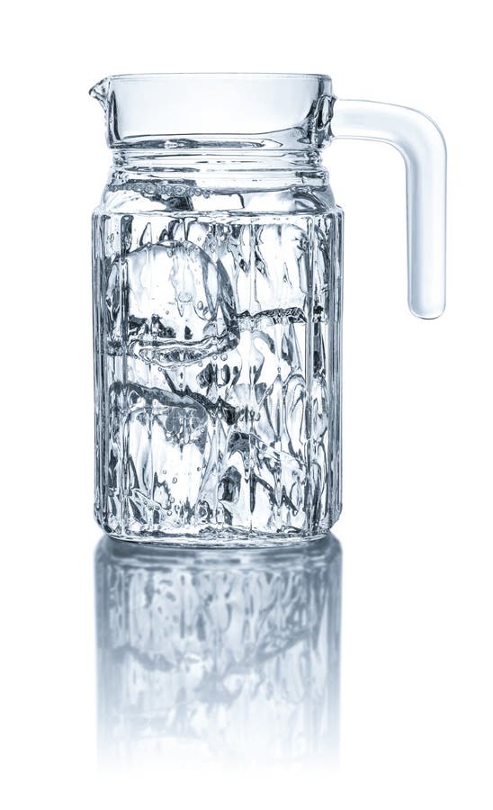 Pitcher with Water and Ice Cubes on a White Background Stock Photo ...
