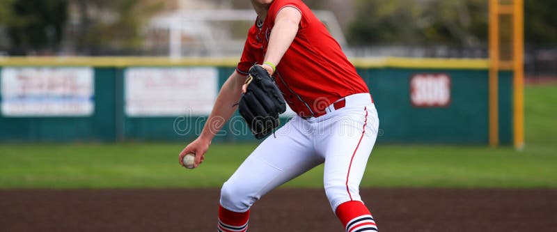 Pitcher Winding Up To Throw the Ball while Pitching during a High ...