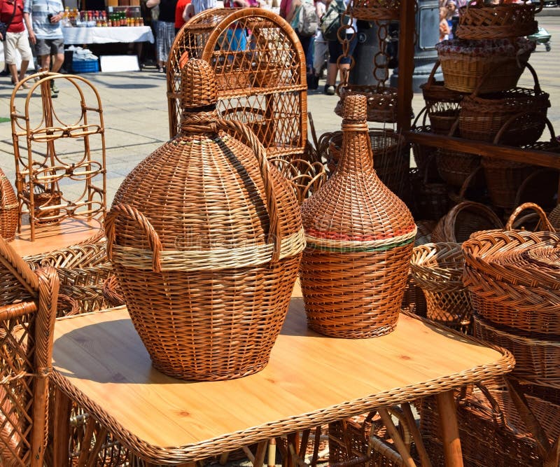 Pitchers and baskets stock photo. Image of pitcher, table - 55638822