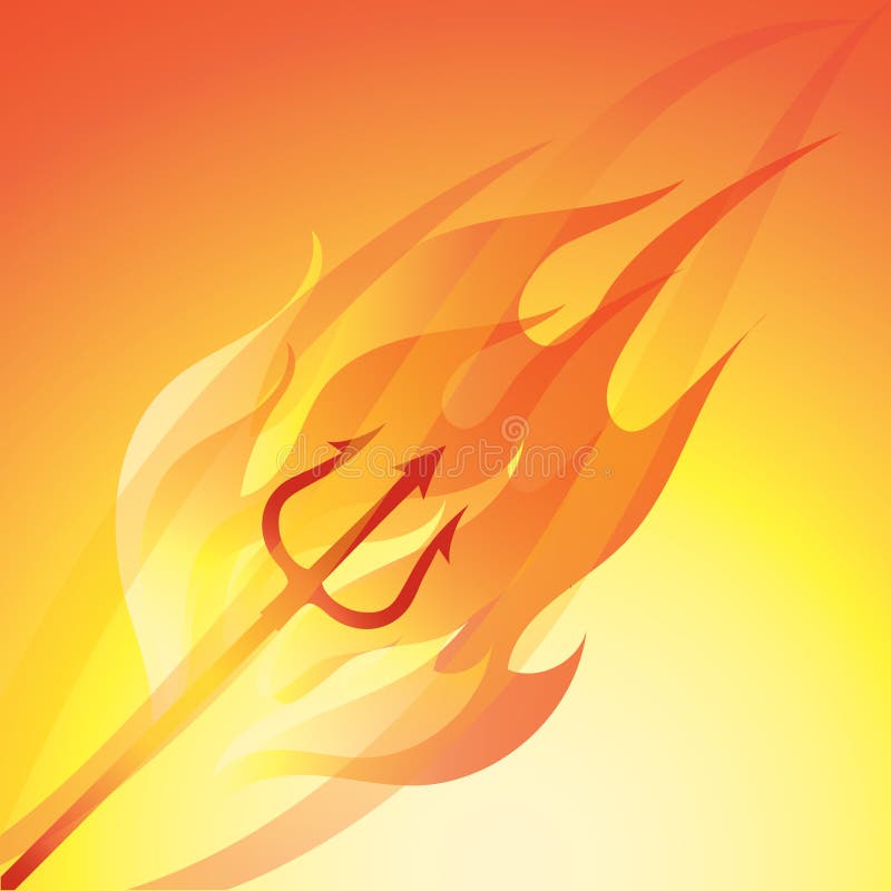 Pitchfork on Fire. Vector Illustration Decorative Design Stock Vector ...