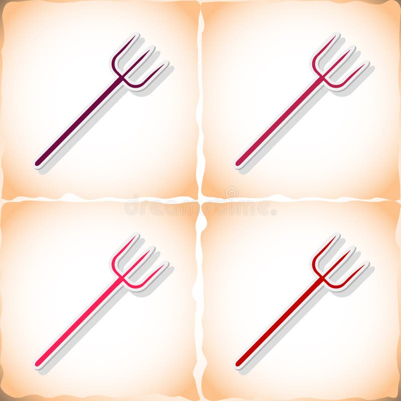 Pitchfork. Flat Sticker with Shadow on Old Paper Stock Vector ...