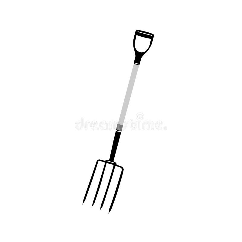 Pitchfork Garden Tool, Flat Outline Style Isolate on White Background ...