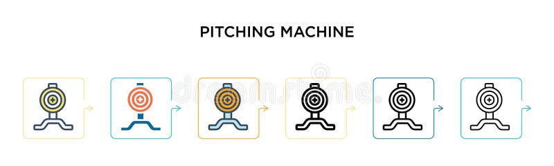 Pitching Machine Vector Icon in 6 Different Modern Styles. Black, Two ...