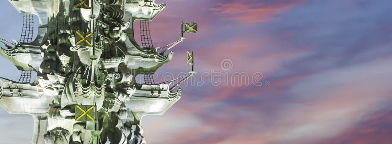 Piter the Thirst Monument, Moskow, Russia at Night. Editorial ...