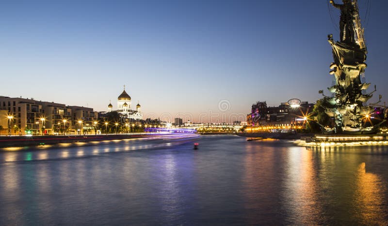 Piter the Thirst Monument, Moskow, Russia at Night. Editorial Photo ...