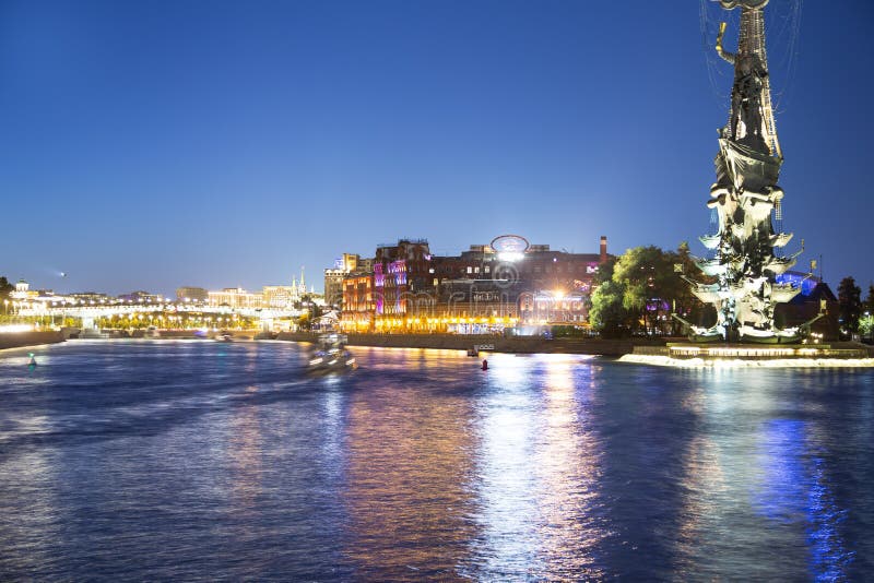 Piter the Thirst Monument, Moskow, Russia at Night. Editorial Stock ...