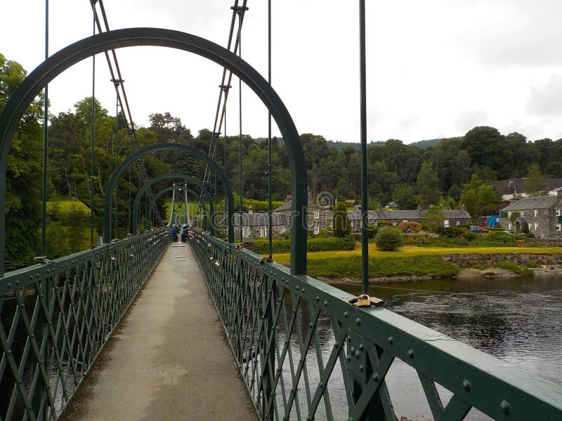 Pitlochry, the Suspension Bridge, Scotland Stock Image - Image of city ...
