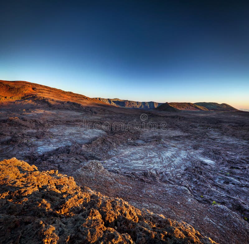 Piton De La Fournaise Volcano Stock Image - Image of blue, barren: 24512933