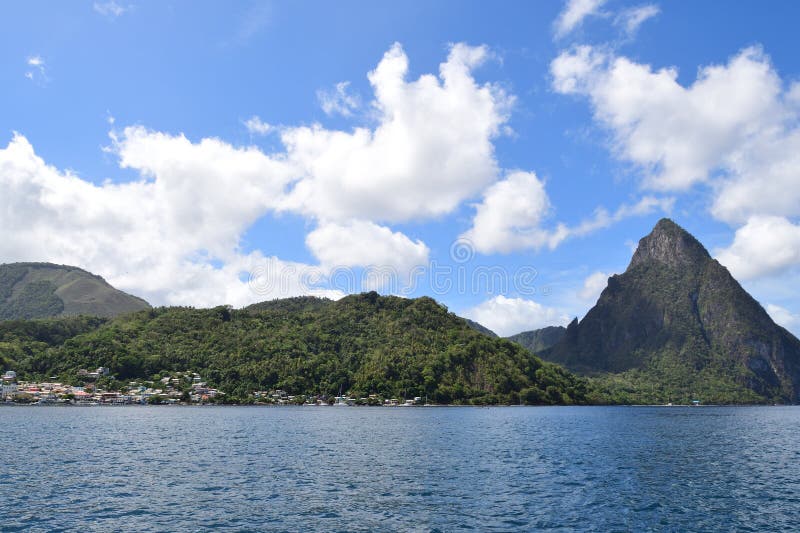 Piton mountains stock photo. Image of piton, seascape - 120913940