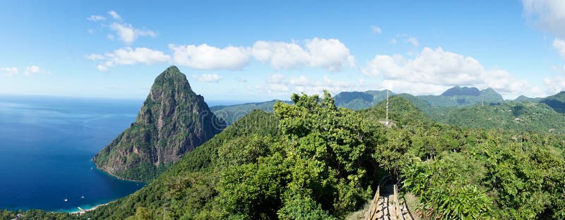 The Piton Mountains on the Tropical Caribbean Island Saint Lucia. Stock ...