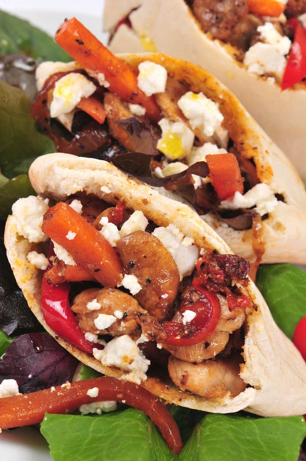 Pitta Bread Served with a Bowel of Tzatziki Stock Image - Image of ...