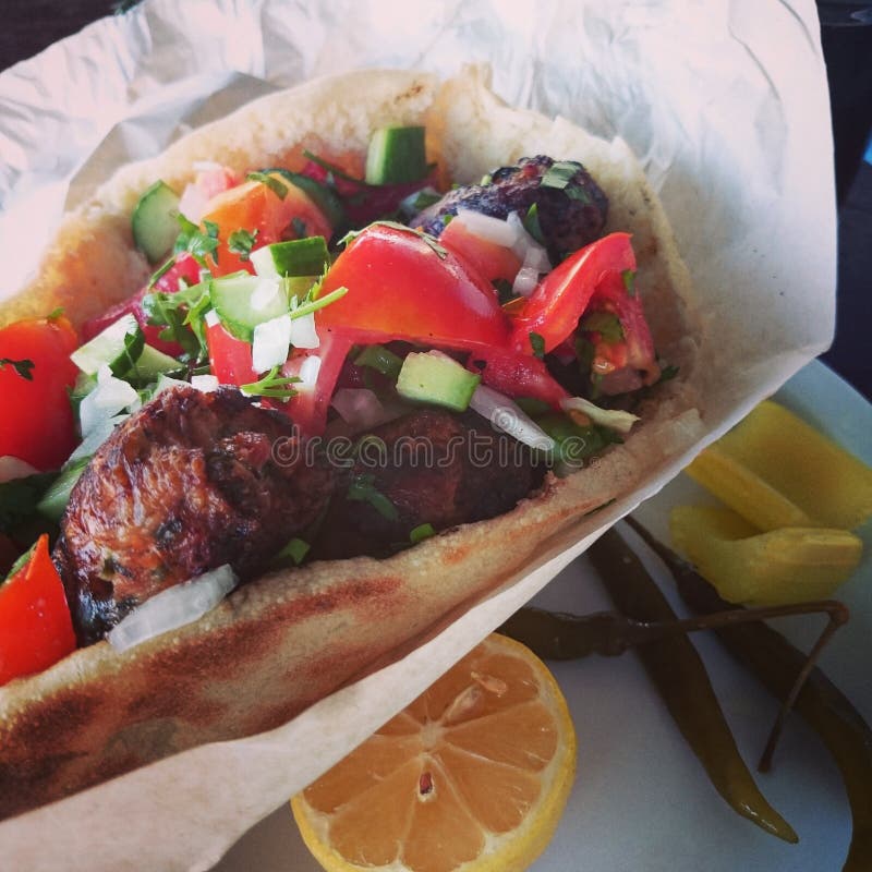 Pitta sheftalia stock photo. Image of food, cucumber - 63099326