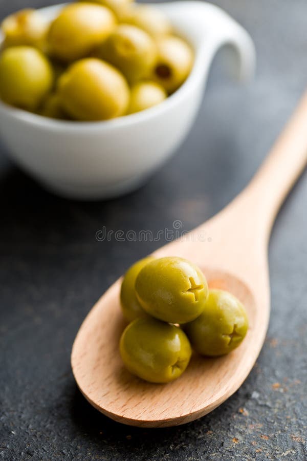 Pitted green olives stock image. Image of snacks, diet - 63550479