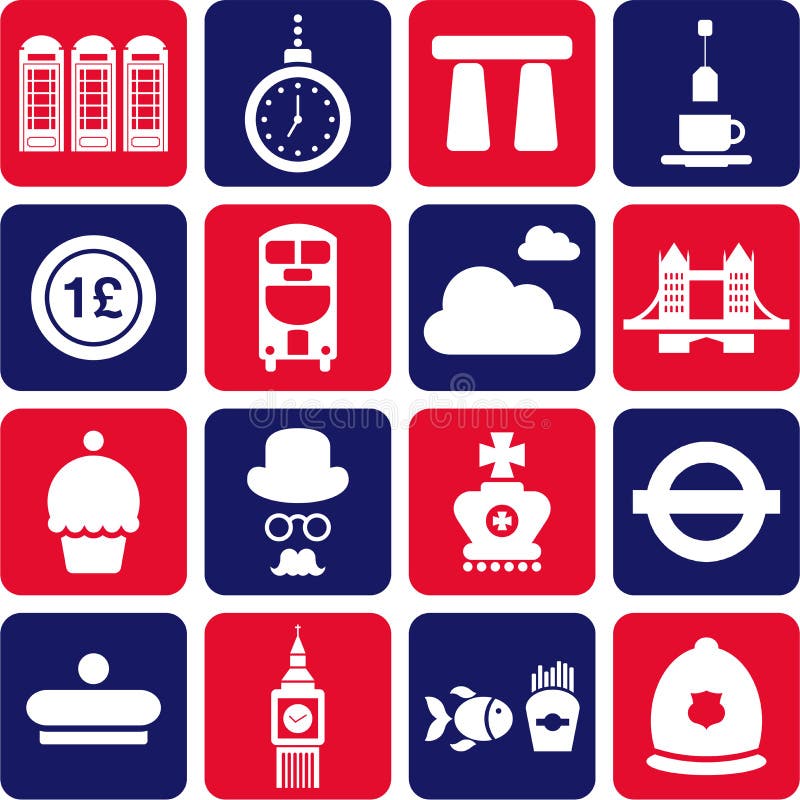 Pittogrammi BRITANNICI illustrazione vettoriale. Illustrazione di città ...