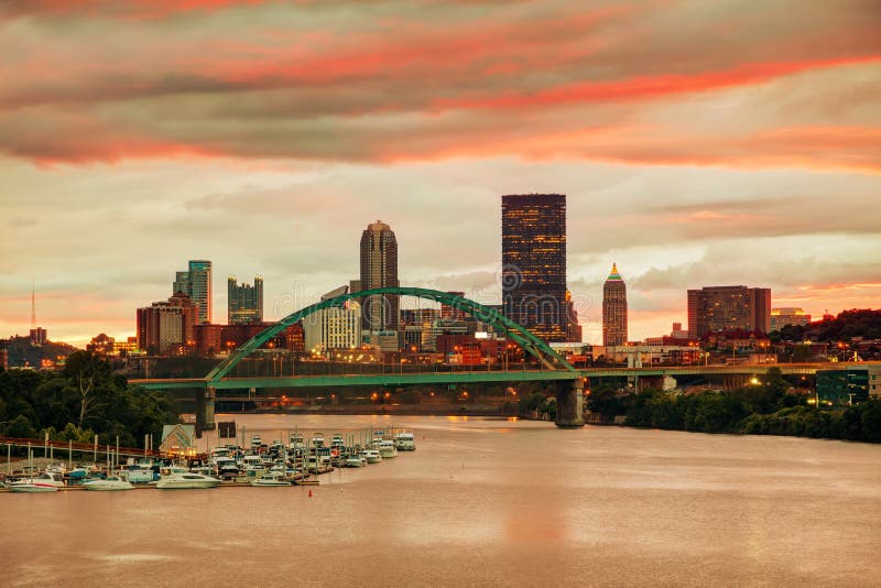 Pittsburgh Cityscape With The Ohio River Stock Image - Image of urban ...
