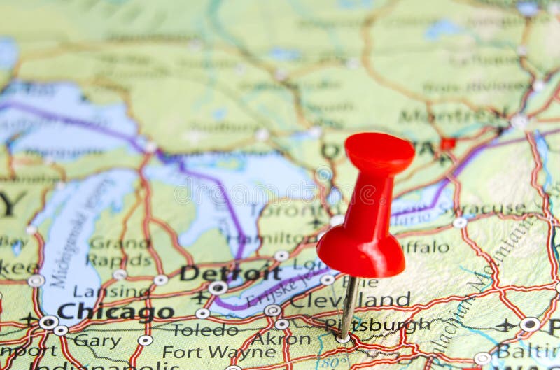 Pittsburgh, Pennsylvania Pin on Map Stock Photo - Image of guidance ...