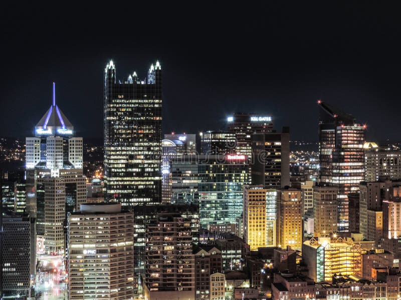 Pittsburgh Skyline at Night Editorial Stock Image - Image of ...