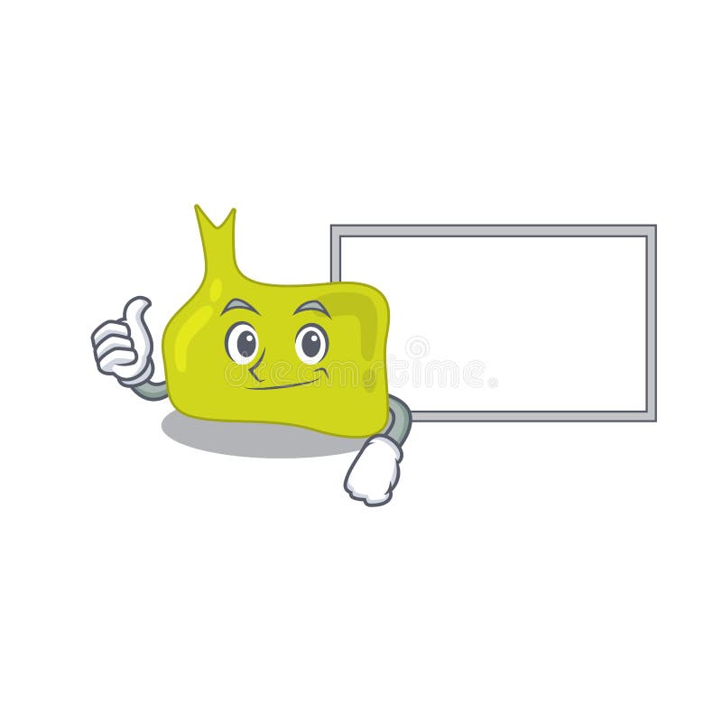 Pituitary Cartoon Design with Thumbs Up Finger Bring a White Board ...