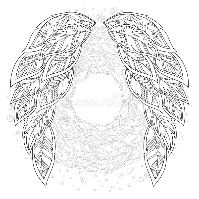 Mandala Della Piuma Di Zentangle, Pagina Per Il Libro Da Colorare ...