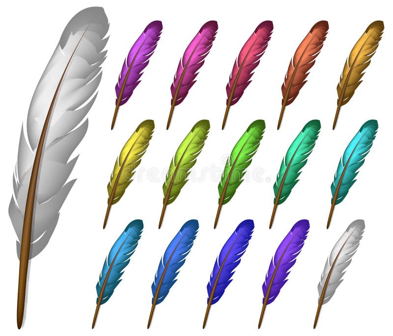 Piuma colorata illustrazione vettoriale. Illustrazione di lettera ...
