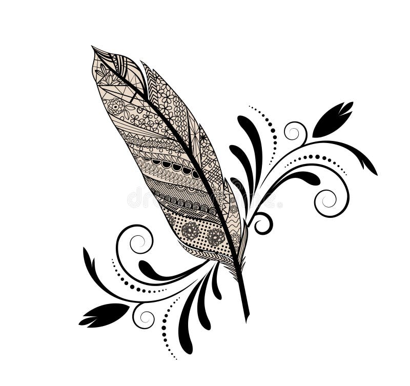 Piuma Decorativa Peerless Vettoriale Illustrazione Vettoriale ...