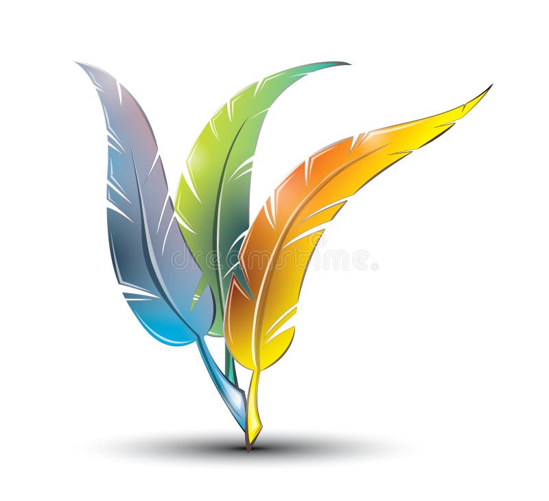 Piume artistiche illustrazione vettoriale. Illustrazione di verde ...
