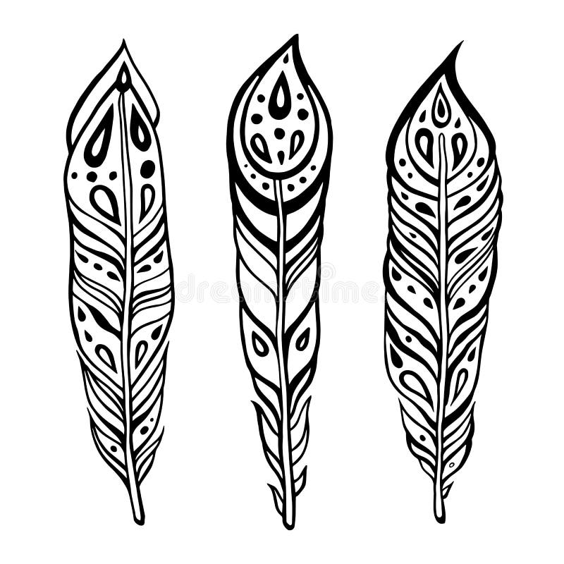 Raccolta Delle Piume Astratte Del Pavone Per Il Libro Da Colorare ...