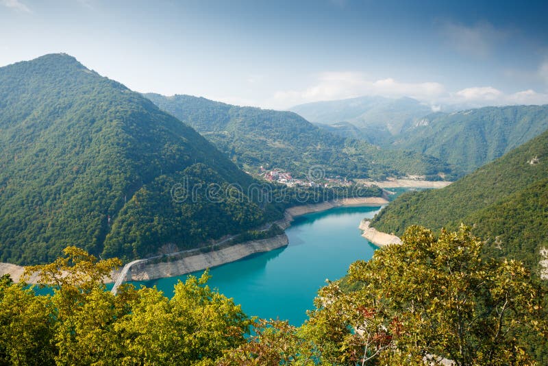 Piva lake, Montenegro stock image. Image of color, background - 146872969