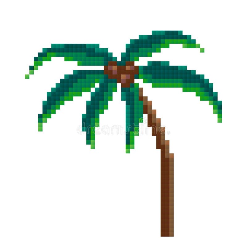 Pixel Art Palm Trees at Sunset in 80s Style. 8-bit Sun Synthwave and ...