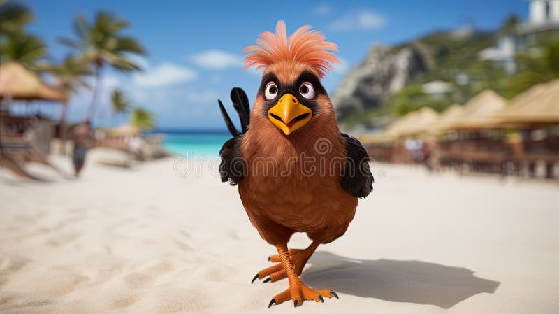 Pixar Illustration of a Cartoon Chicken Exploring. Stock Illustration ...
