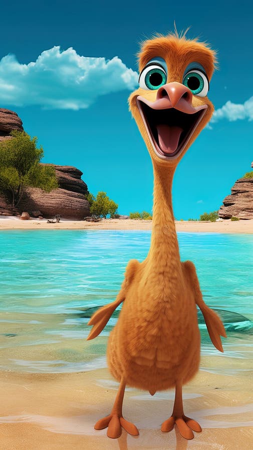 Pixar Illustration of a Cartoon Duck Exploring. Stock Illustration ...