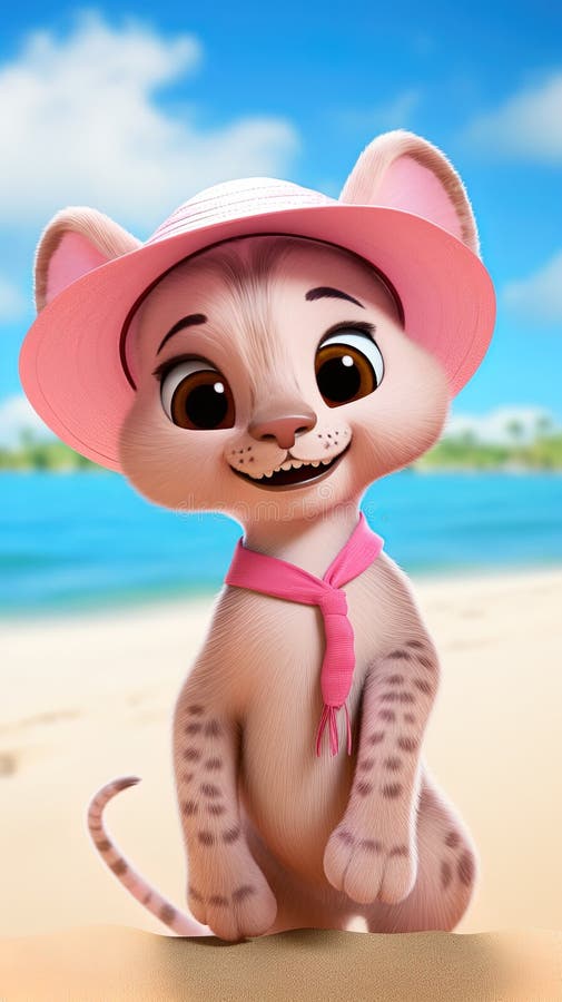 Pixar Illustration of a Cartoon Panther Exploring. Stock Illustration ...