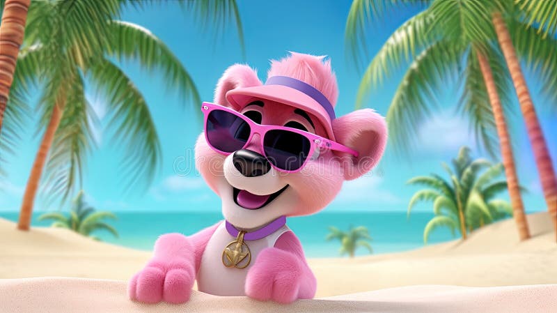 Pixar Illustration of a Cartoon Panther Exploring. Stock Illustration ...