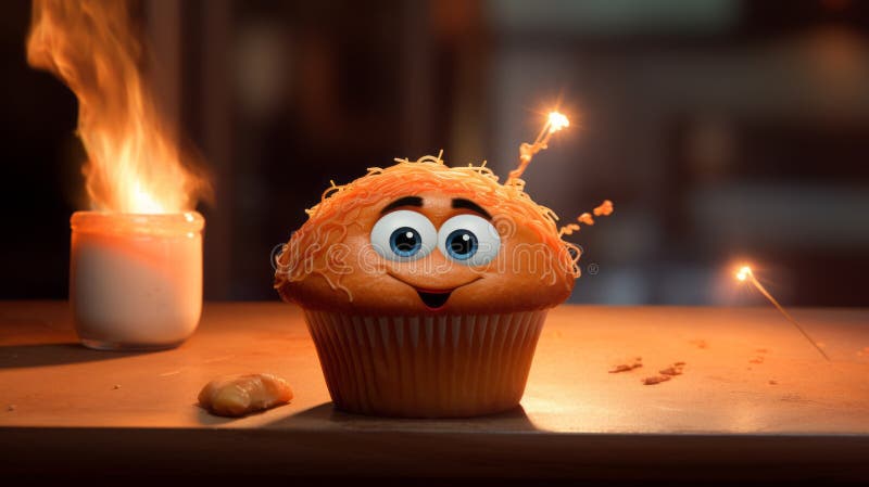 Pixar-inspired Burning Cupcake: Detailed Character Expression in 8k ...