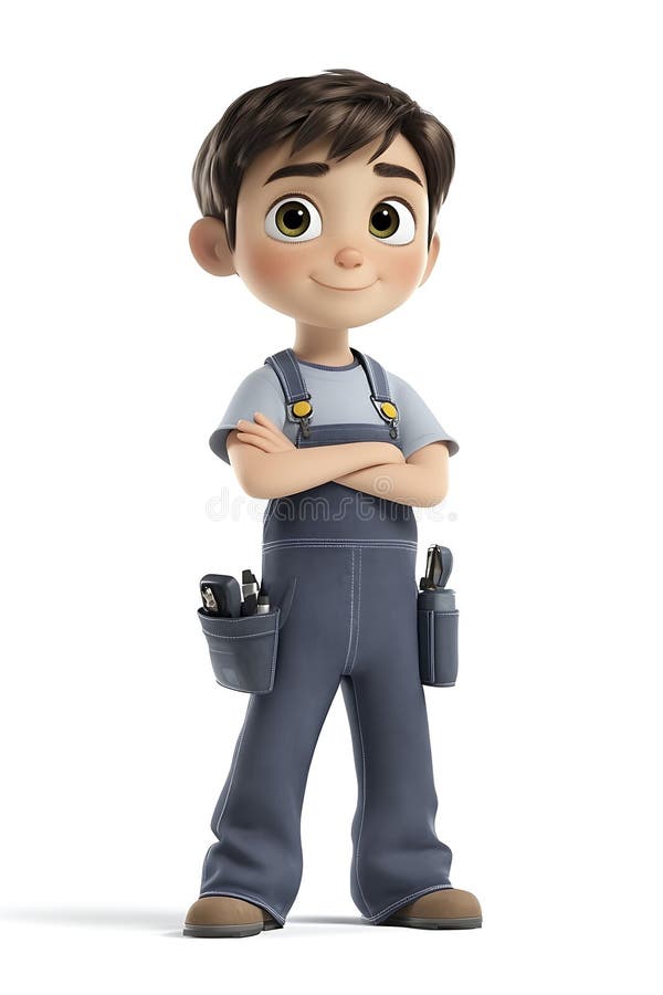 Pixar-style Young Engineer Surrounded by Curiosity Stock Image - Image ...
