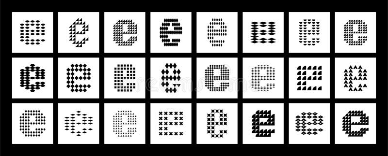 Pixel Abstract Lowercase Letter E Logo Brand Set Stock Vector ...