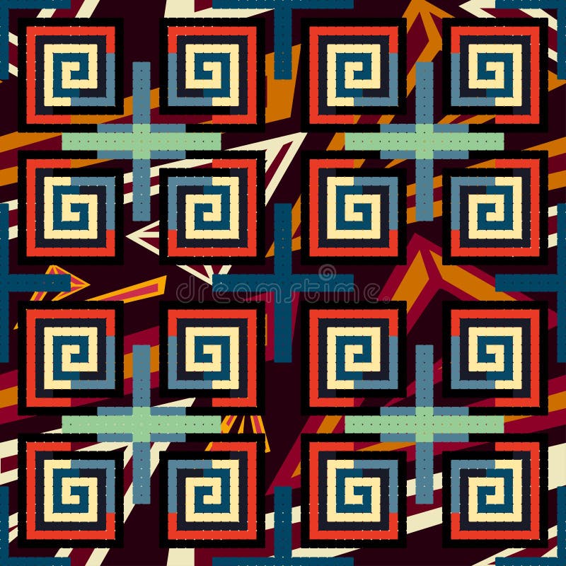 Pixel Geometric Background in Retro Style Seamless Pattern Vector ...