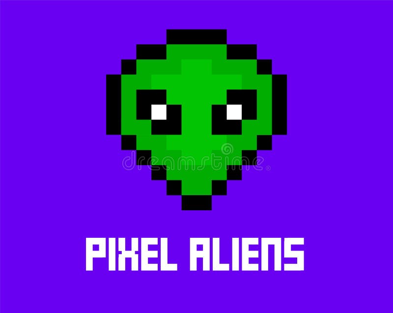 Pixel Alien 8 Bit Art. Cosmic Graphic Cartoon Pixel Alien Icon Ufo ...