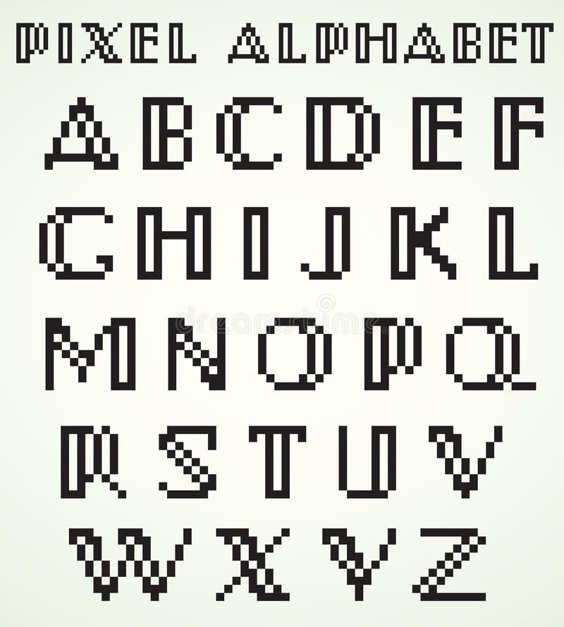 Pixel alphabet stock vector. Illustration of vintage - 30296639