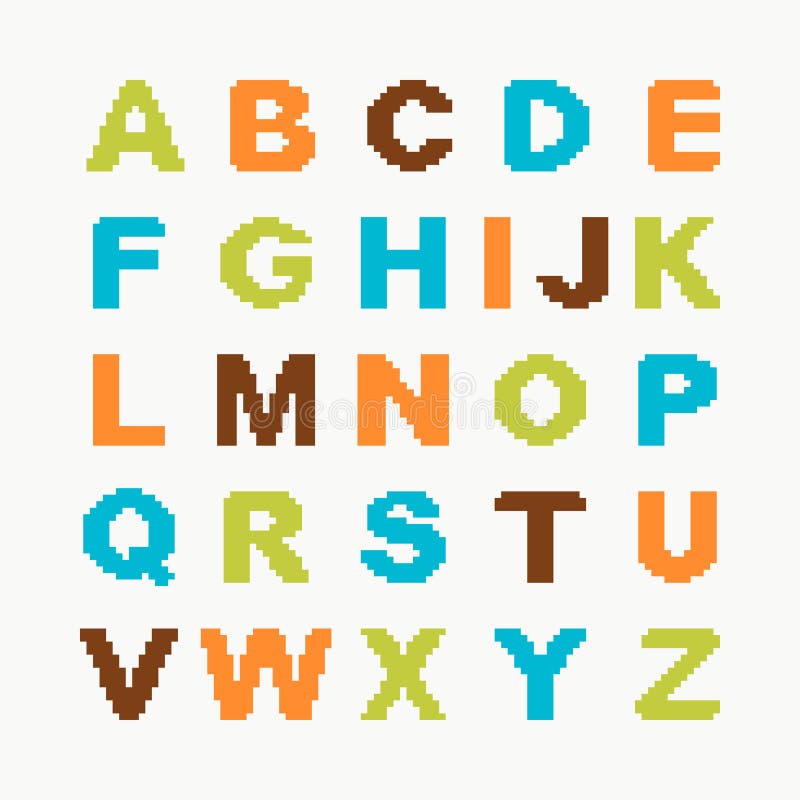 Pixel alphabet stock illustration. Illustration of alphabet - 35383069